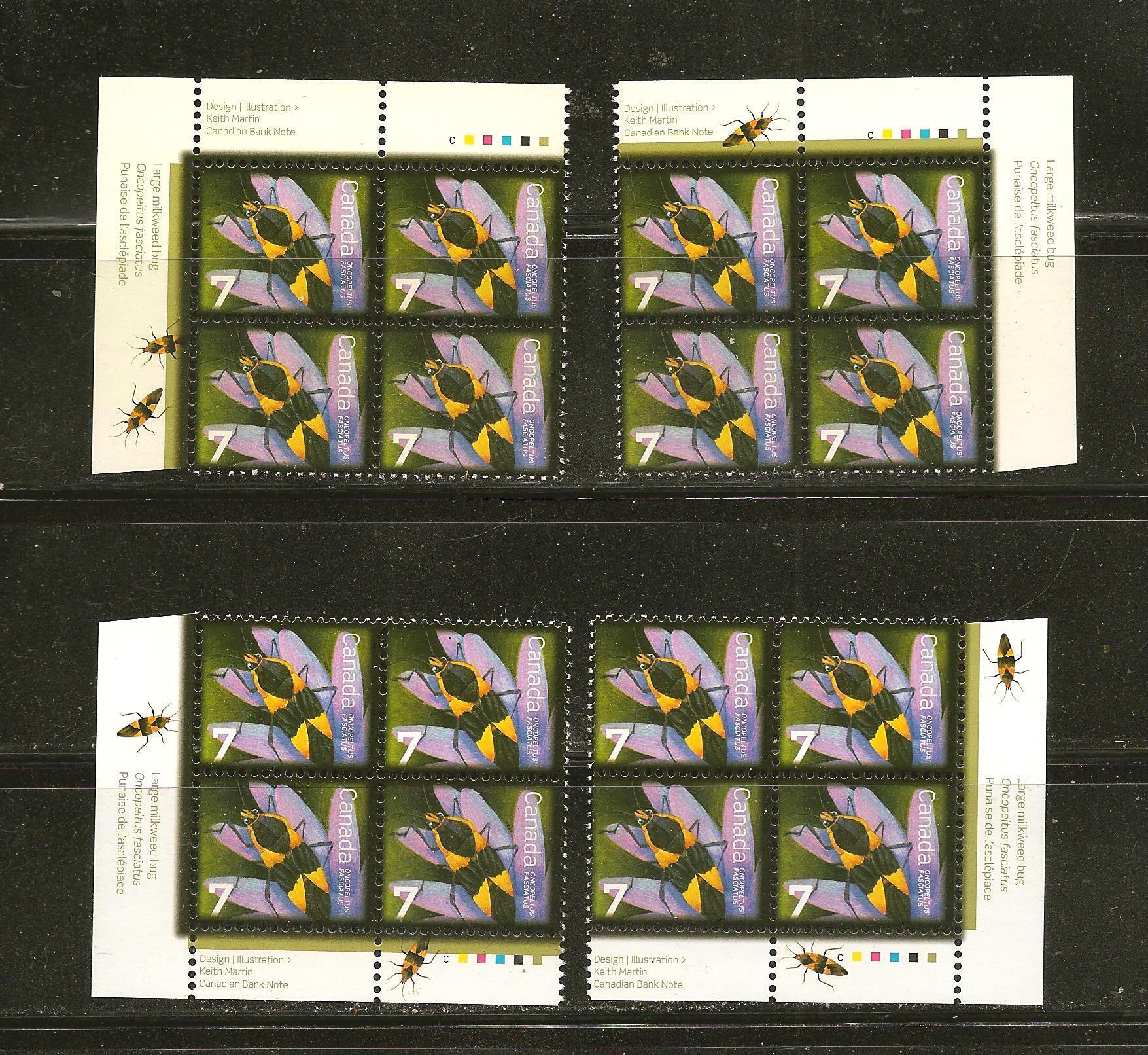 Canada SC#2408 Set of 4 Insects 7Cent Issue Corner Blocks of 4 MNH ...