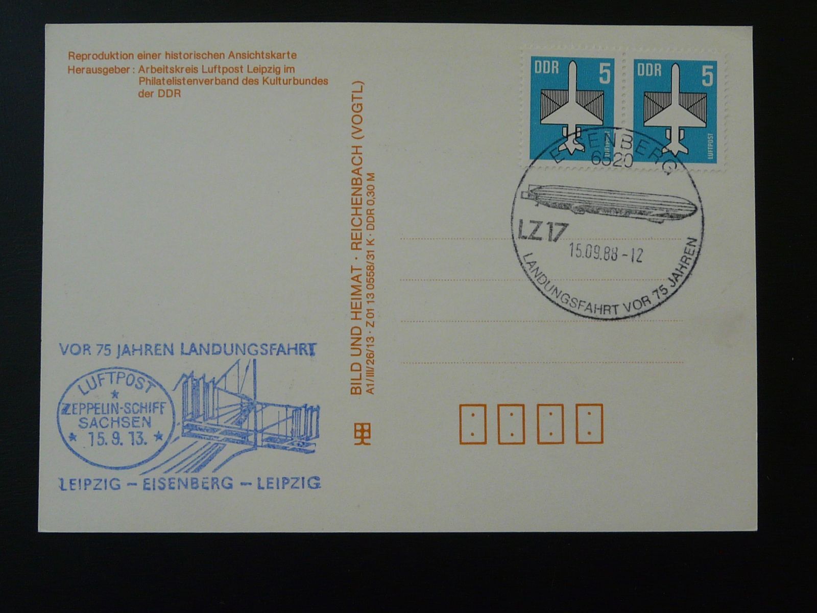 history of aviation Zeppelin commemorative postcard with postmark DDR ...