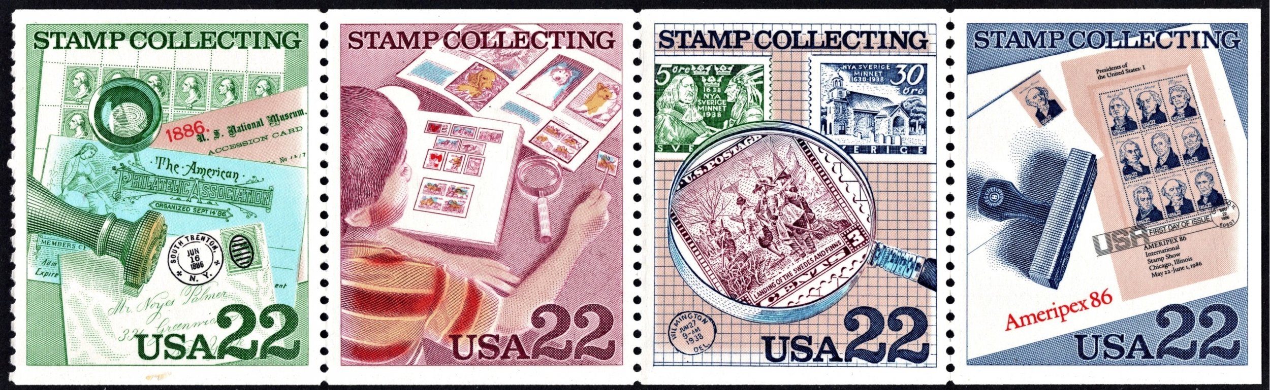 SC#2201a 22¢ Stamp Collecting Booklet Pane: No Tab (1986) MNH | United ...