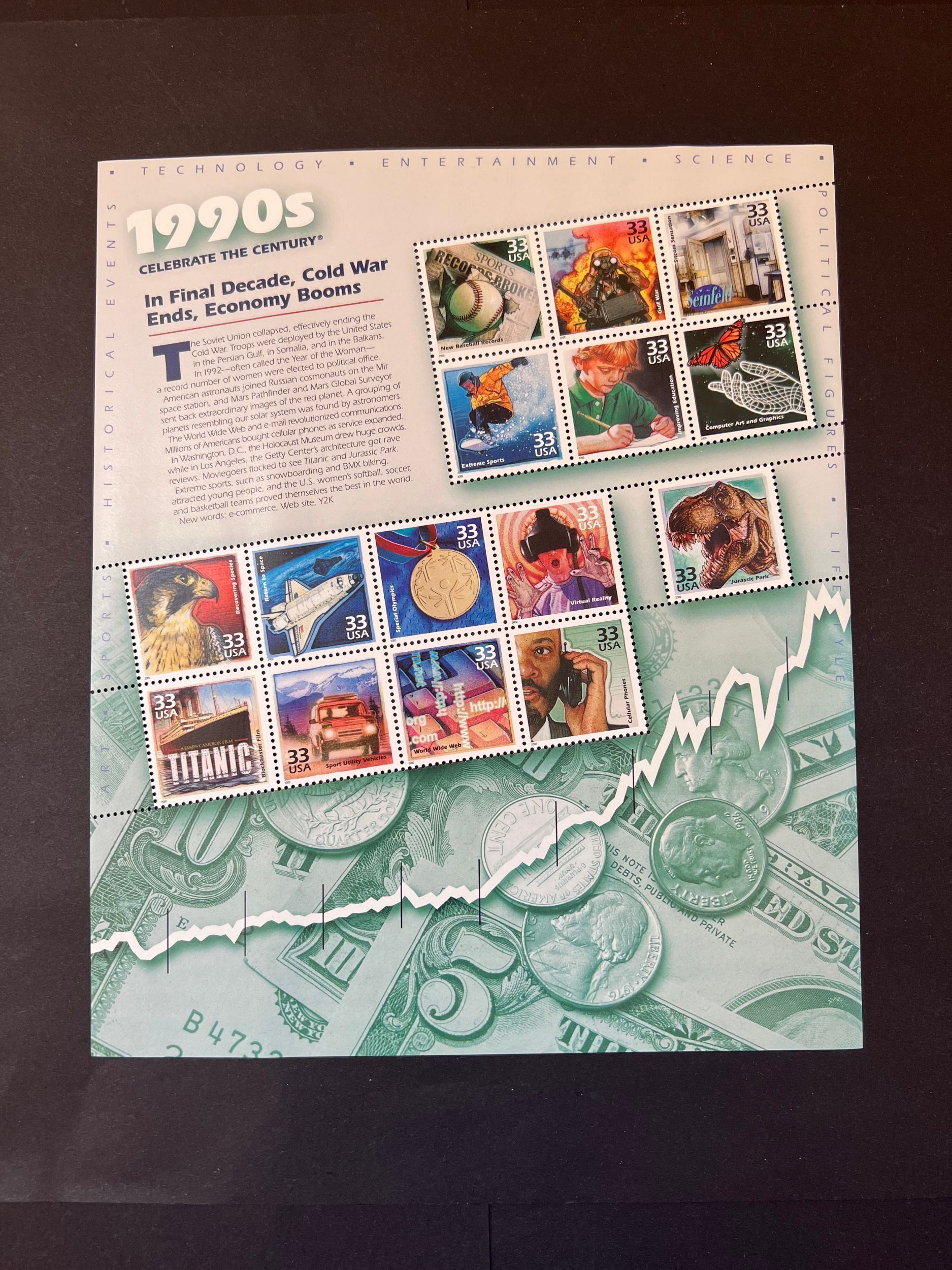 US #3191 2000 Celebrate the Century 1990s. Sheet of 15x33c MNH stamps ...