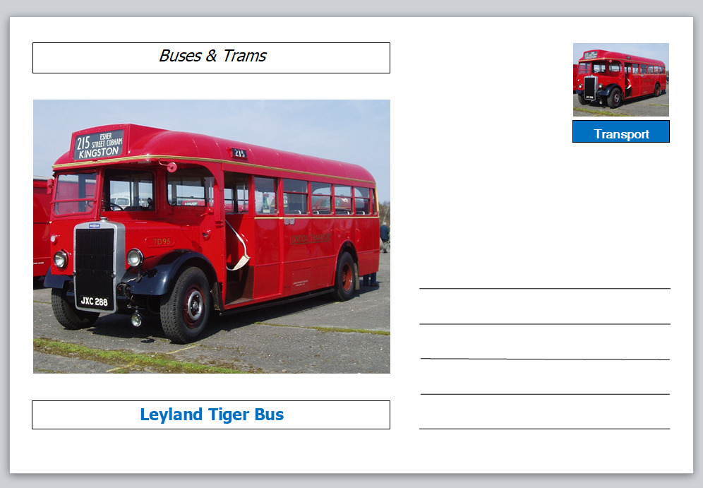 Buses & Trams - Leyland Tiger Bus souvenir postcard mint | Great ...