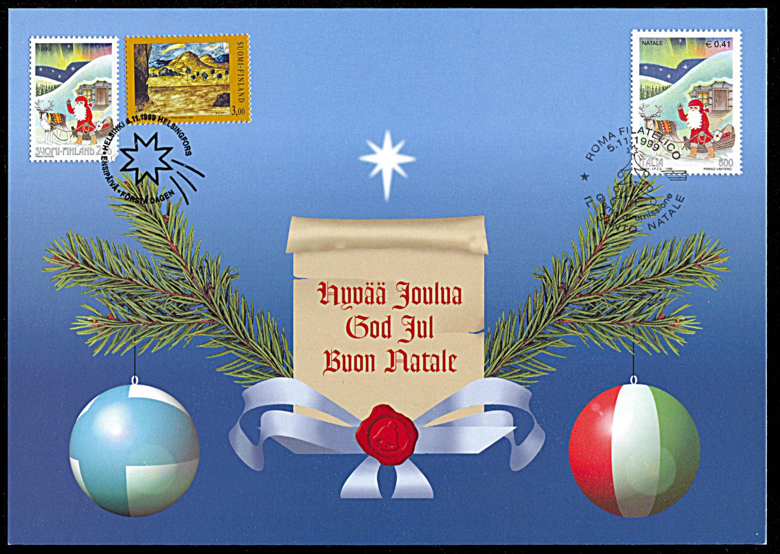 Finland 1117-1118, FDC, Christmas Joint Issue with Italy, First Day ...
