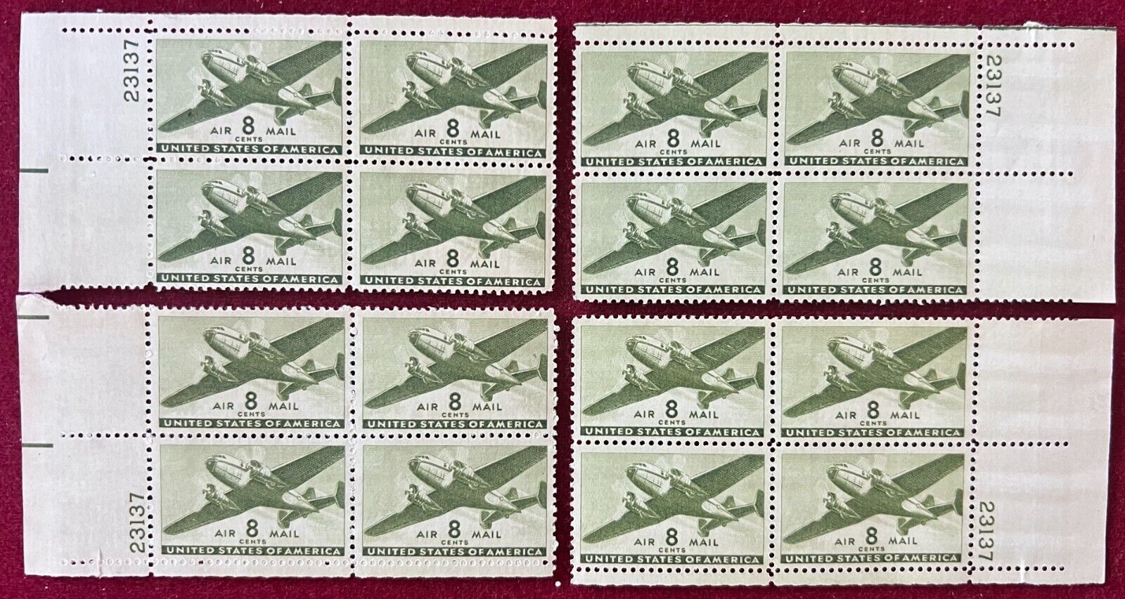 US Scott C26 8 cents Matched set of plate blocks 23137 Mint NH | United ...