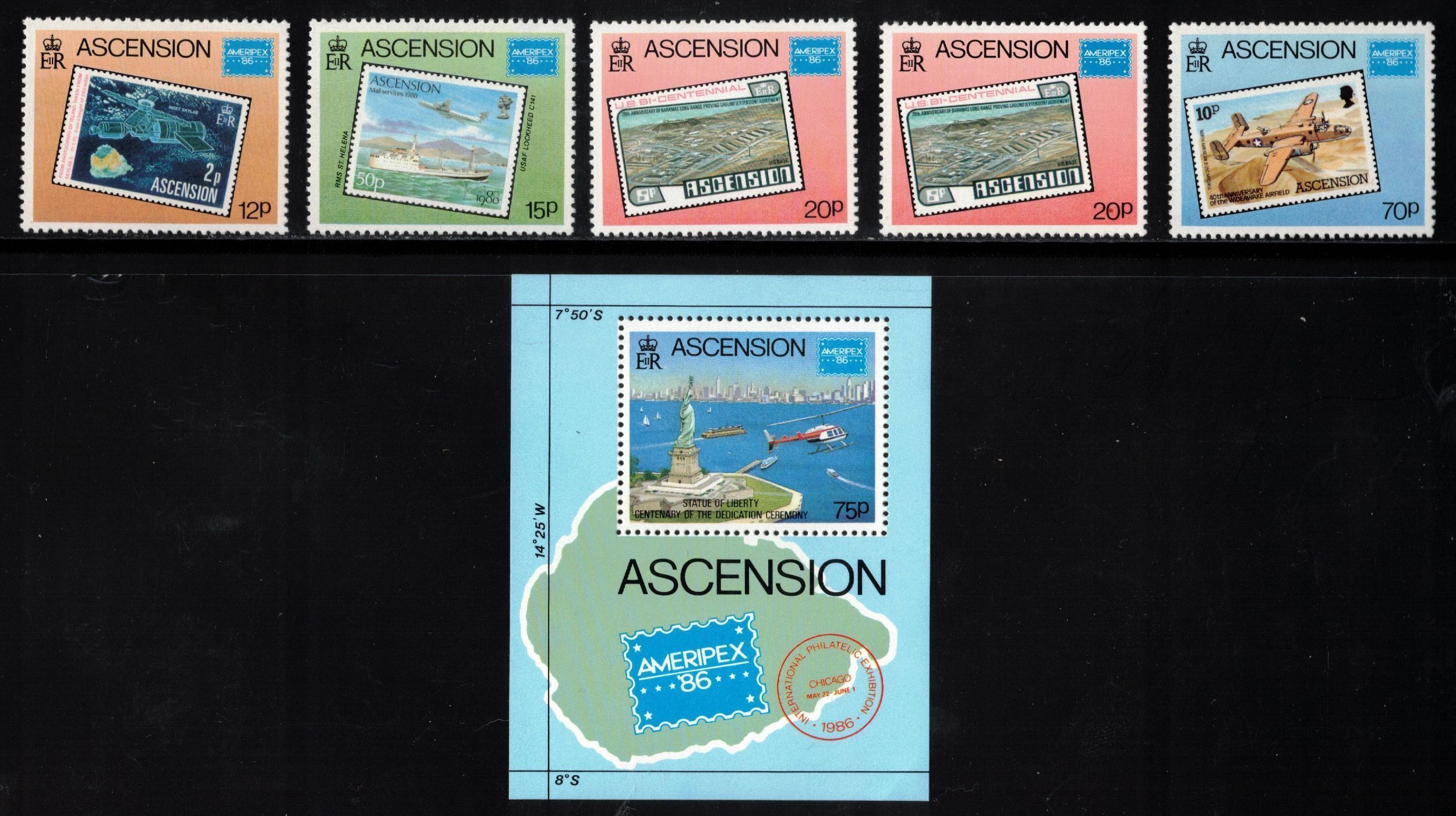 ASCENSION 1986 Statue of Liberty Centenary; Scott 394-98, SG 402-06; MNH | Worldwide - South ...