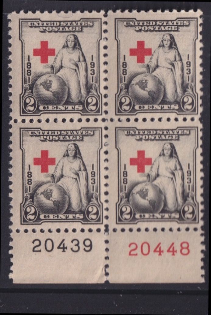 BOBPLATES US #702 Red Cross Bottom Left Plate Block 20439 20448 MNH ...