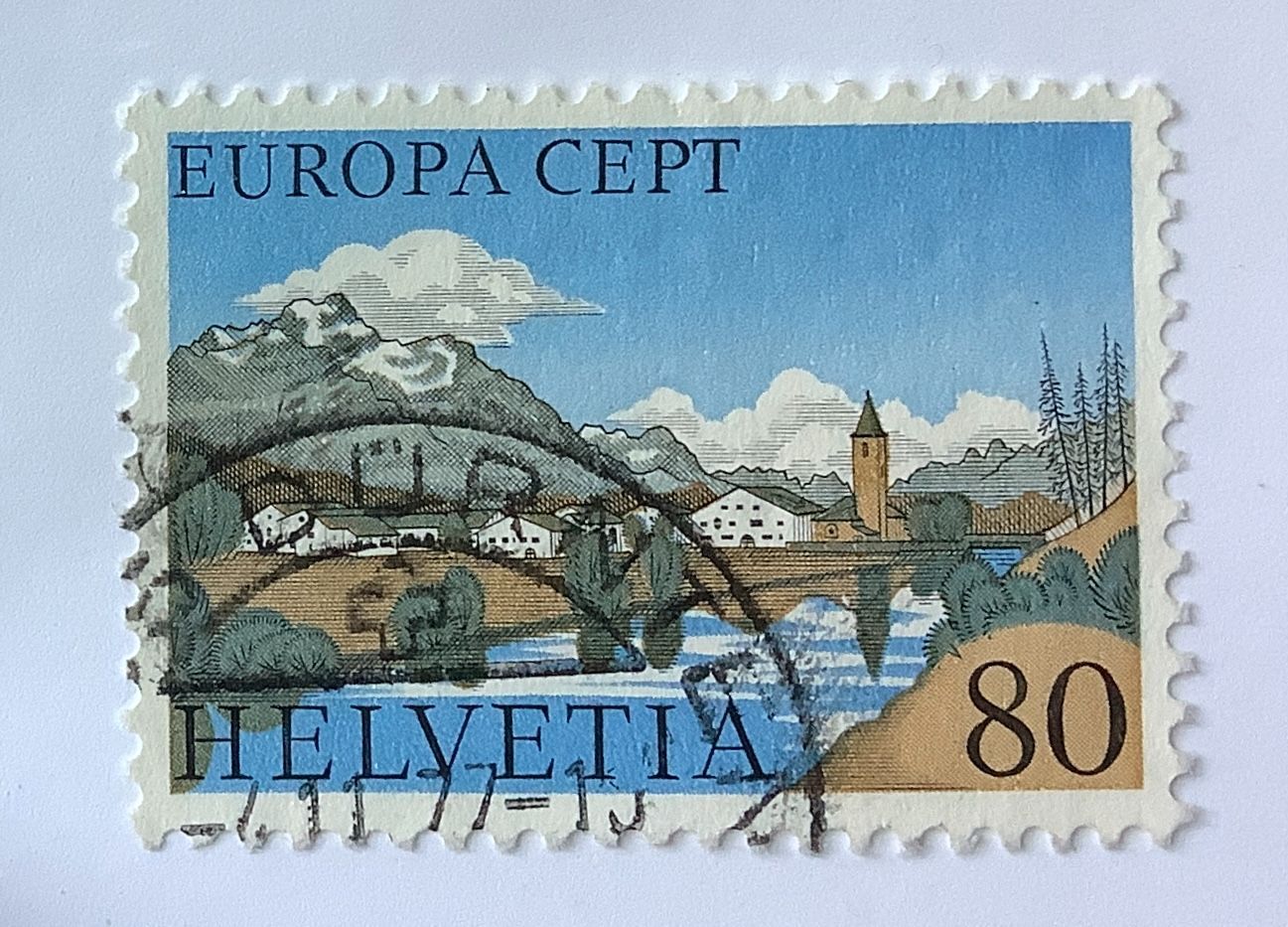 Switzerland 1977 Scott 628 used - 80c, Europa, Sils Baselgia, Upper ...