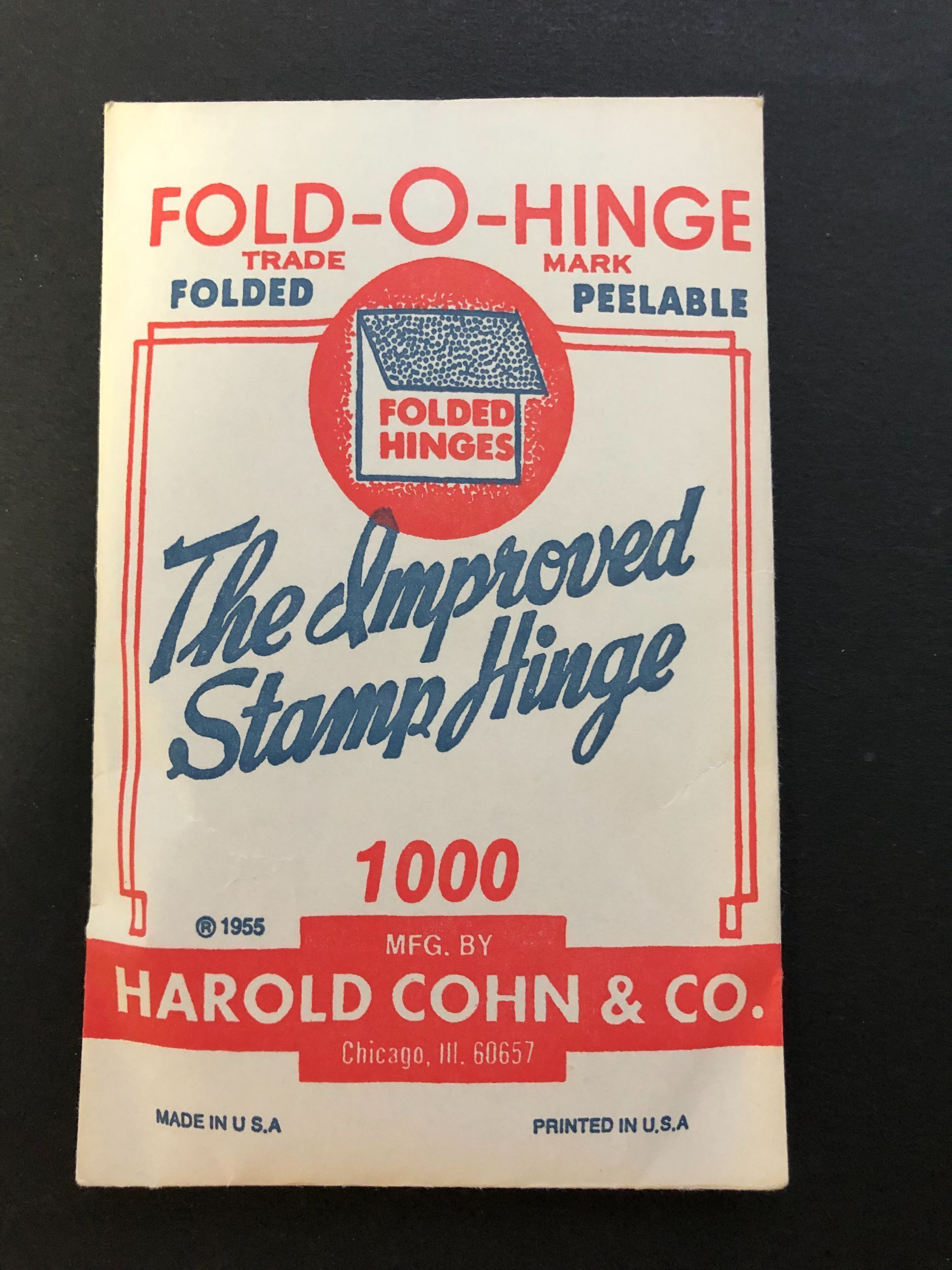 1955 Vintage Package Fold-O-Hinge Stamp Hinges - Folded - 1000 ...