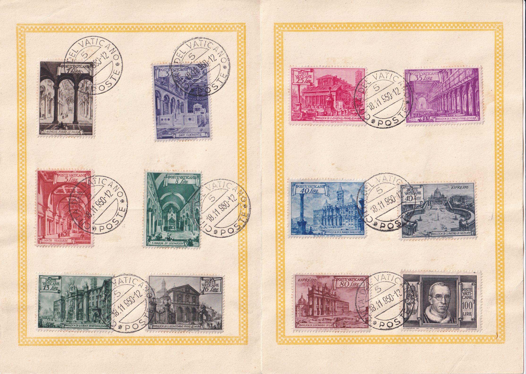 1949 - VATICAN - Basilicas - Scott #122-131 E11-E12 - Used in booklet ...