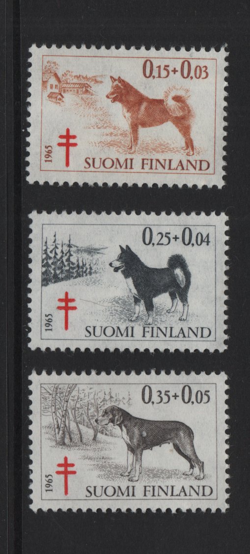 Finland #B173-B175 MNH 1965 dogs | Europe - Finland, Semi-Postal Stamp ...