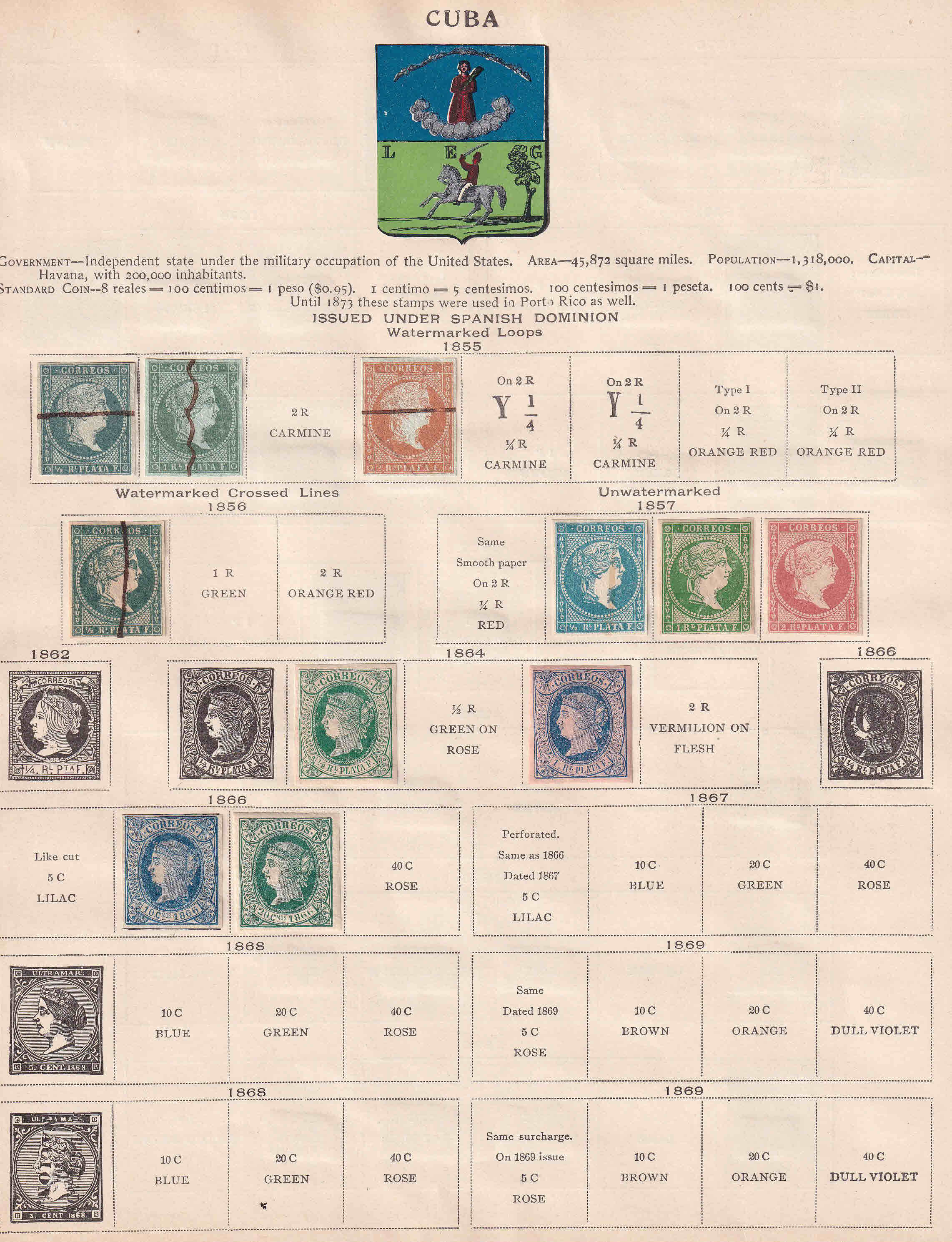 CUBA 2 ALBUM PAGES 1855+ MUCH MINT COLLECTION LOT 41 STAMPS ...