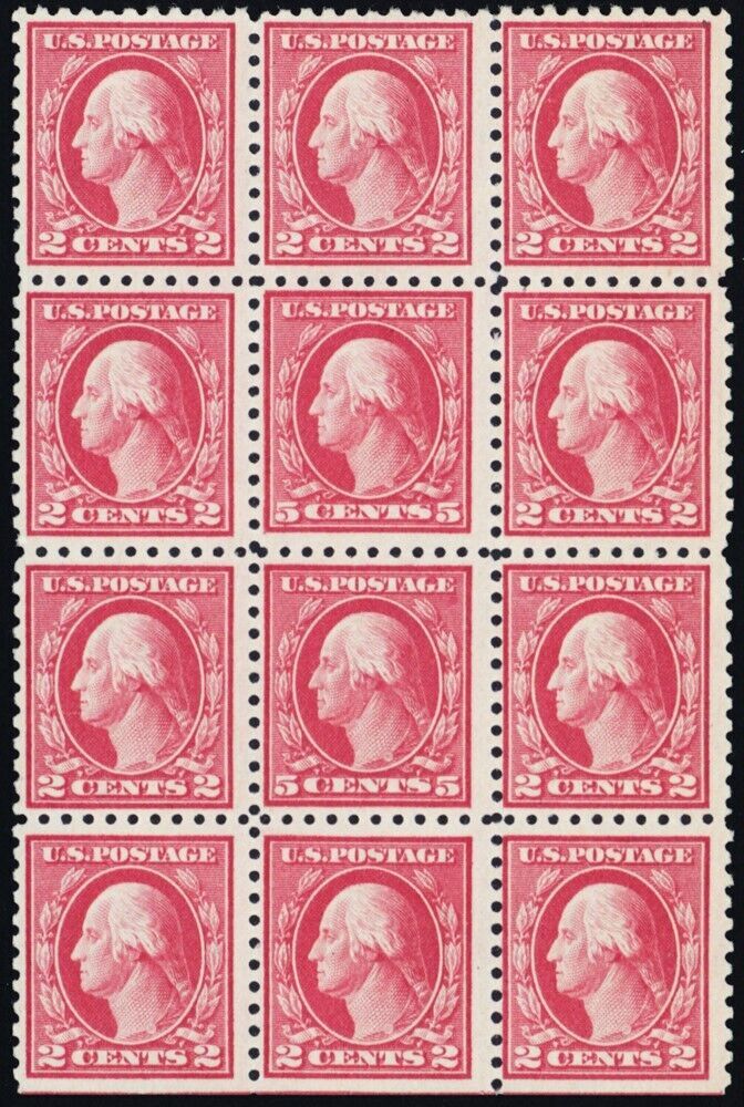 467, Mint Double 5 Cent Errors (NH) In Block of 12 - Stuart Katz ...