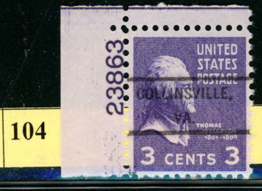 PKStamps - USA - 807 - Used - Precancel - Plate Number Single (#2-104 ...
