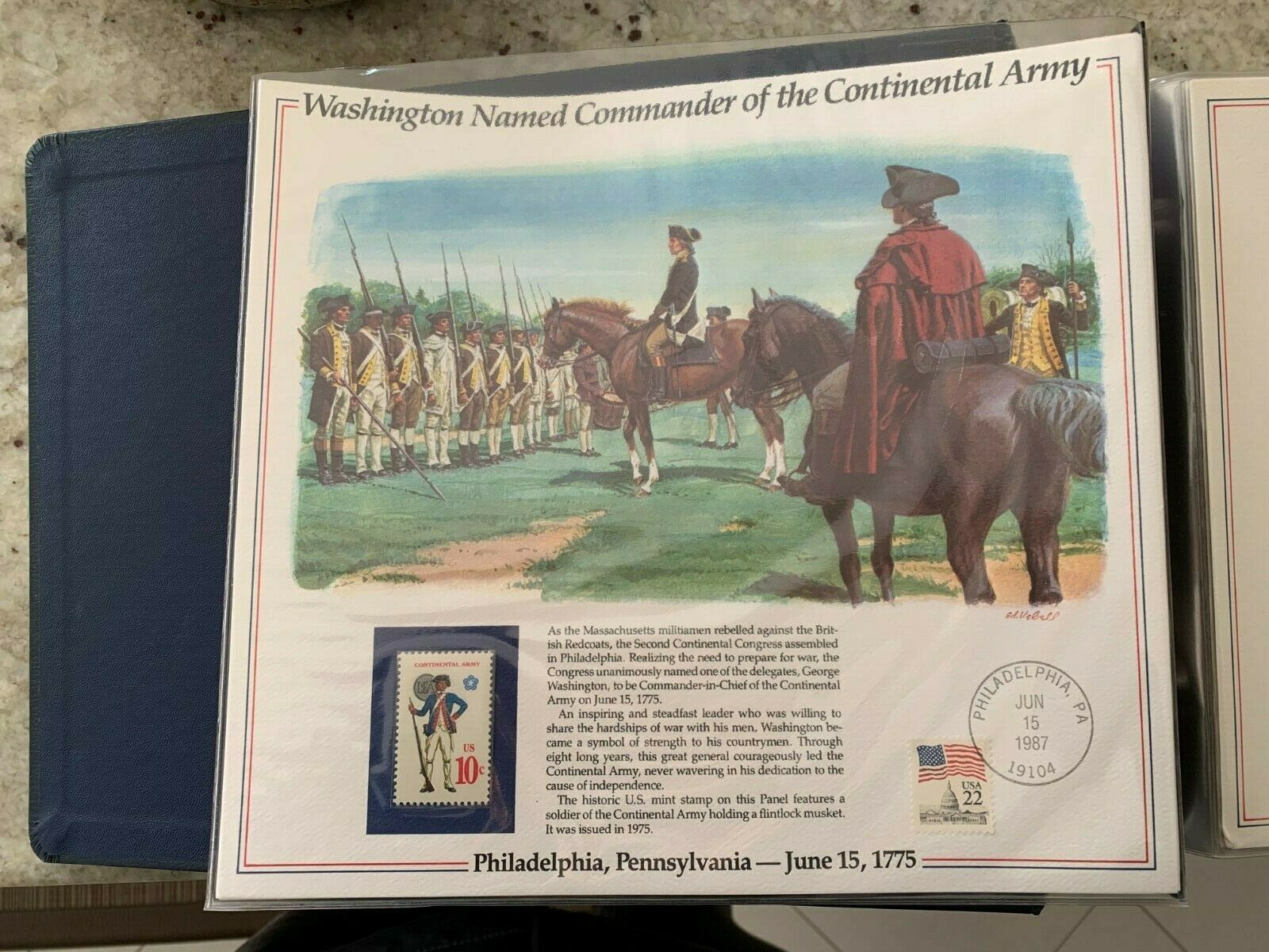 the history of American stamp panel: Washington named commander of the ...
