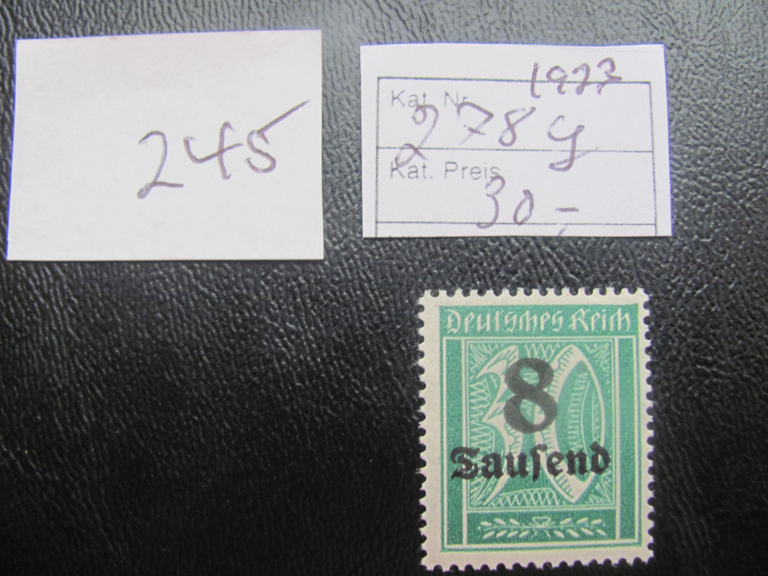 Germany 1923 MNH MI.278y Watermark VAR. VF/XF 80 Euros (245) New ...