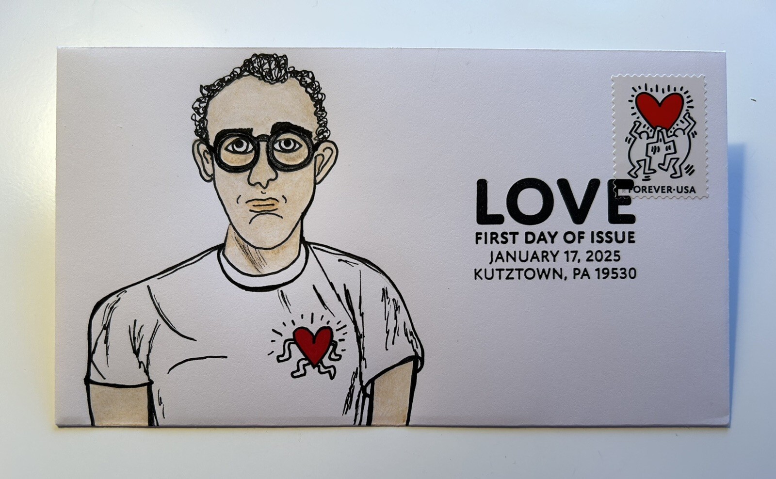2025 LOVE stamp FDC Keith Haring Kutztown Hand Drawn Cachet “self ...