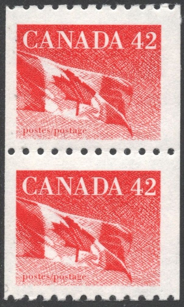 Canada SC#1394 42¢ The Canadian Flag Coil Pair (1991) MNH | Canada ...