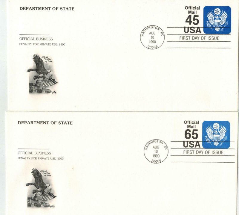 8/10/1990 Eagle Official Mail SET of 2 Passport Envelope Fdcs Artcraft ...