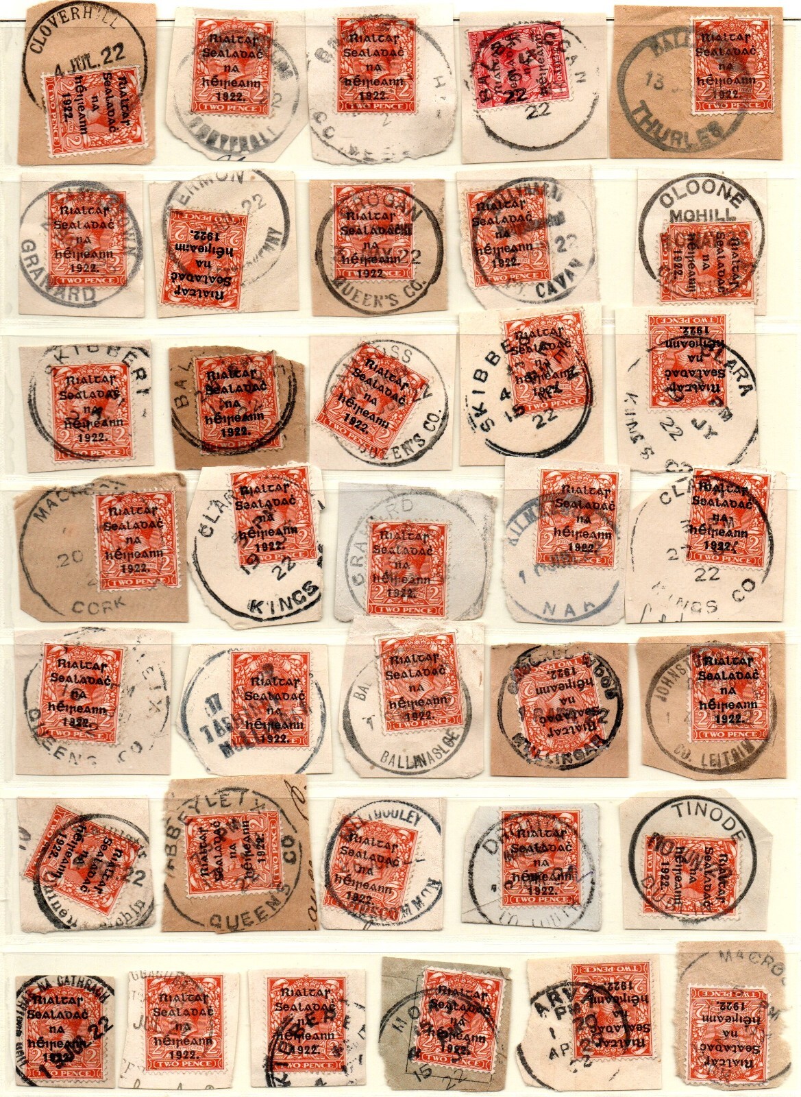 1922 "Rialtas" ovpts., collection of cancellations #5, mostly "Skeleton ...
