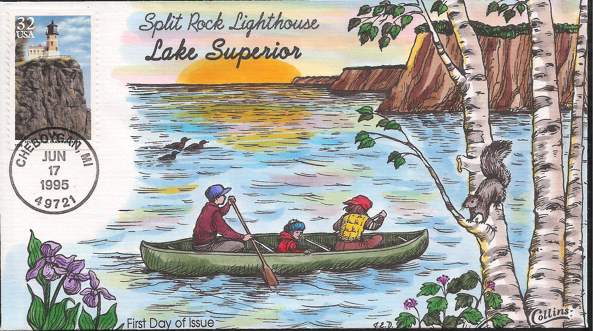 Set of 5 Fred Collins Hand Painted FDCs for the 1995 Lighthouses ...