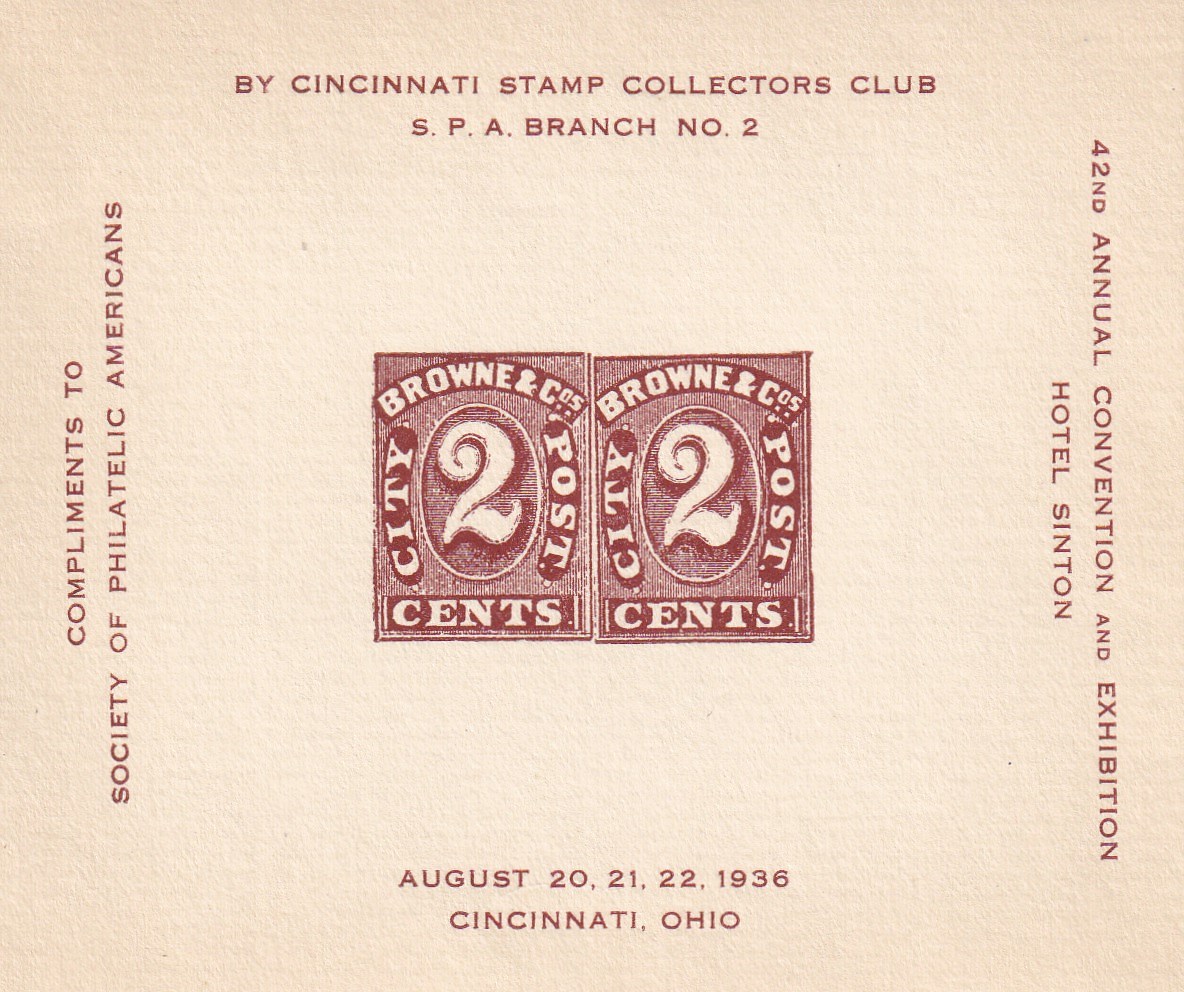 US Cincinnati Stamp Collectors Club Sheet 1936 (Z5046L) / HipStamp