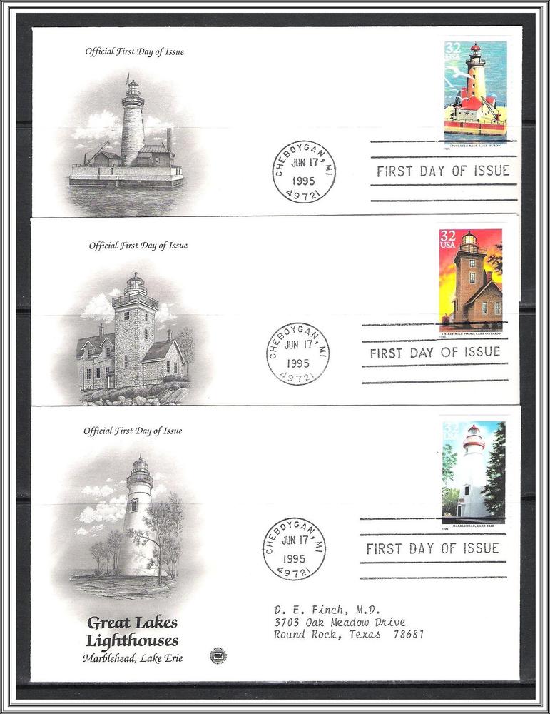 US #2969-2973 Great Lakes Lighthouses FDC | United States, General ...