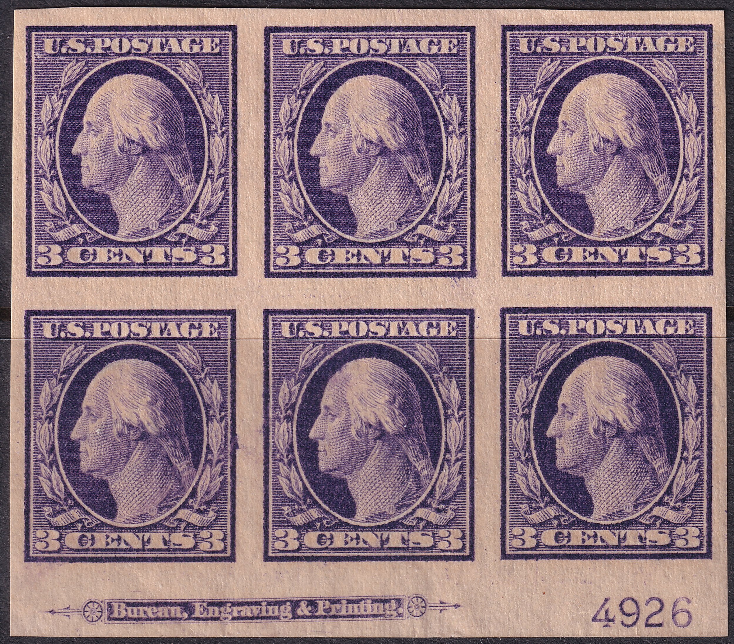 #345 Mint OG, VF, Plate number block of 6, imprint (CV $155) (CV $11 ...