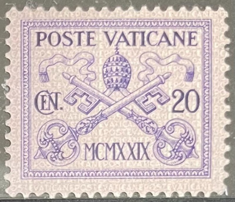 1929 Stamp of Vatican City of Papal Coat of Arms SC# 3 MH | Europe ...
