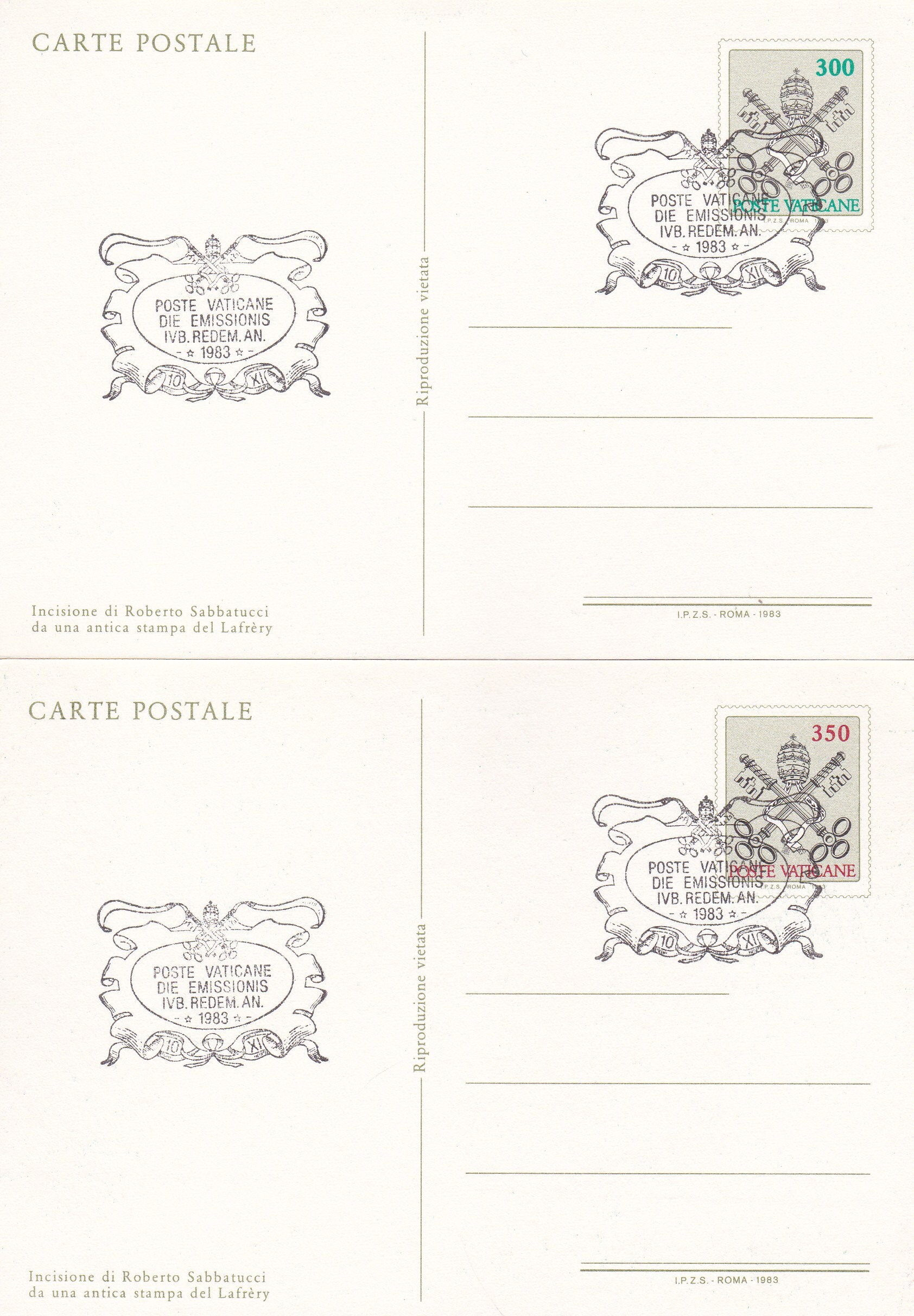 Vatican City 4 Postal Cards in a Souvenir Folder, Scenes from 1575 on ...