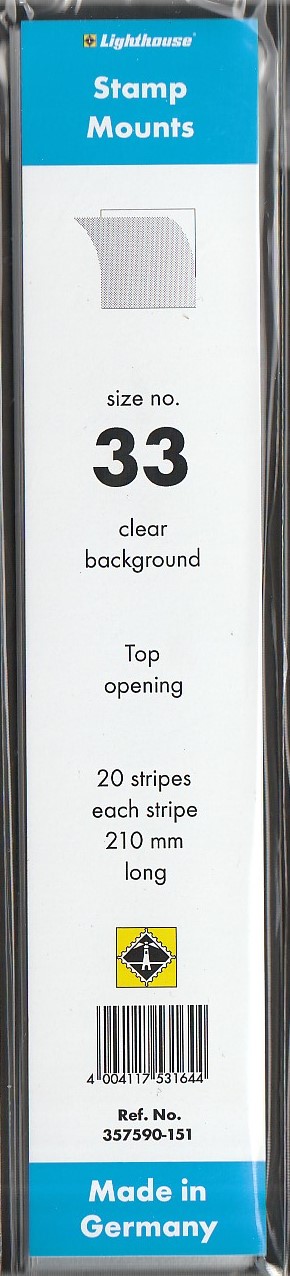 Lighthouse Clear Top Opening SF Stamp Mounts 210mm x 33mm (20 strips ...