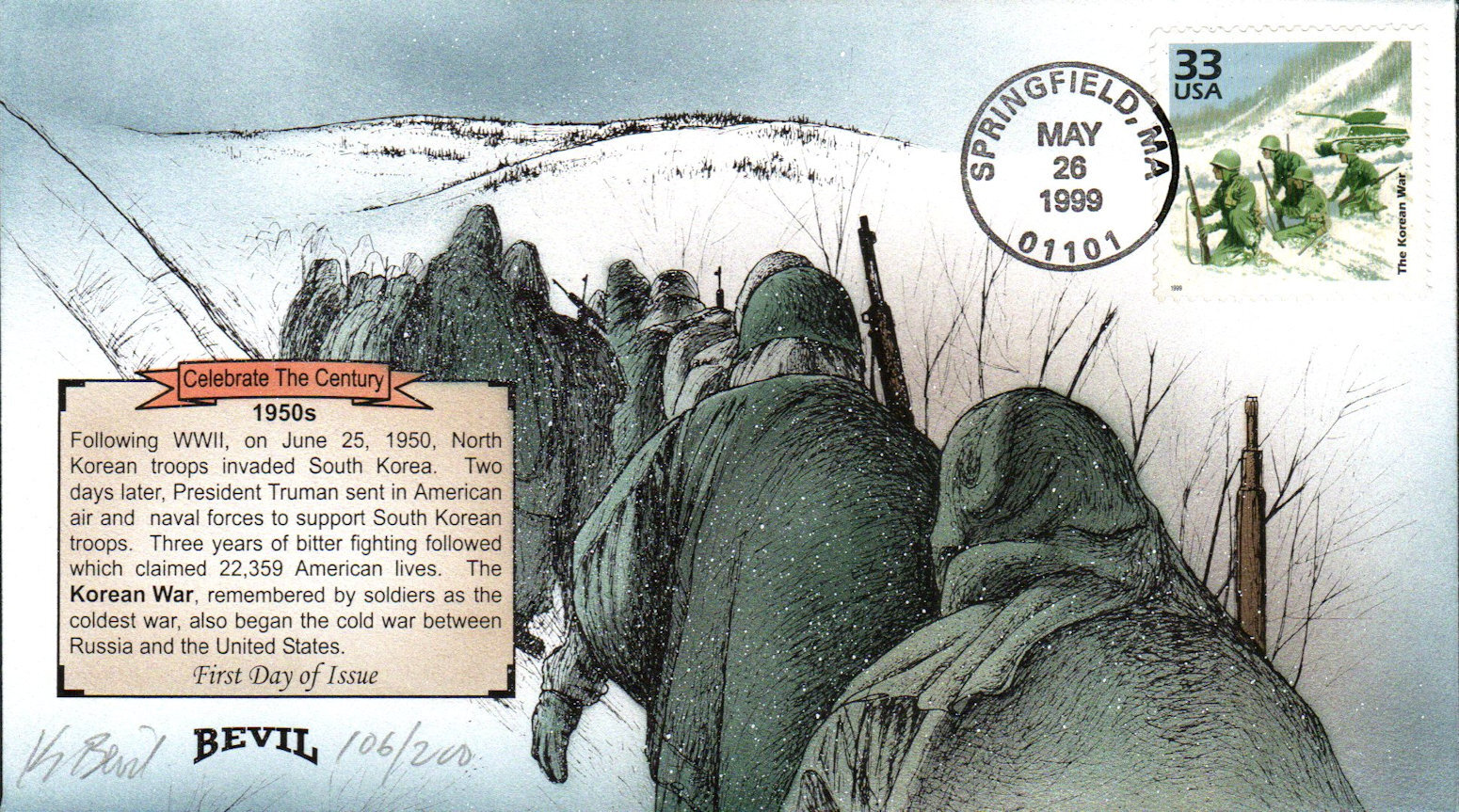 #3187e The Korean War Bevil FDC | United States, General Issue Stamp ...