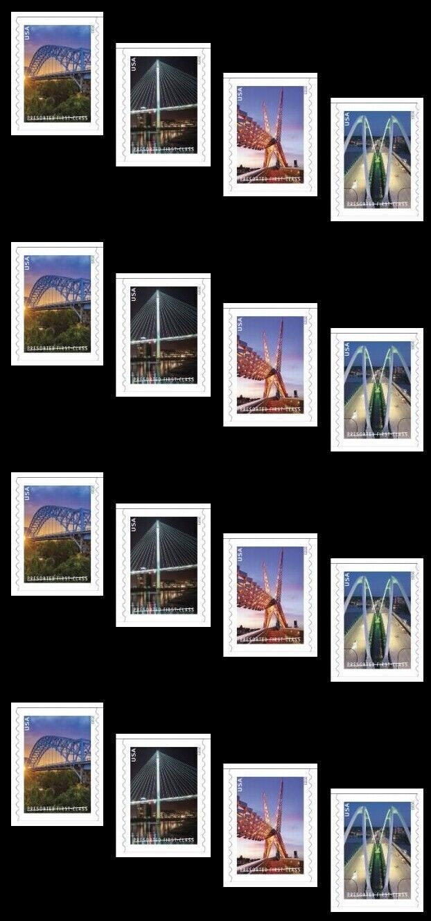 US 5808-5811 Bridges presorted first-class 25c coil set (4x4 stamps ...