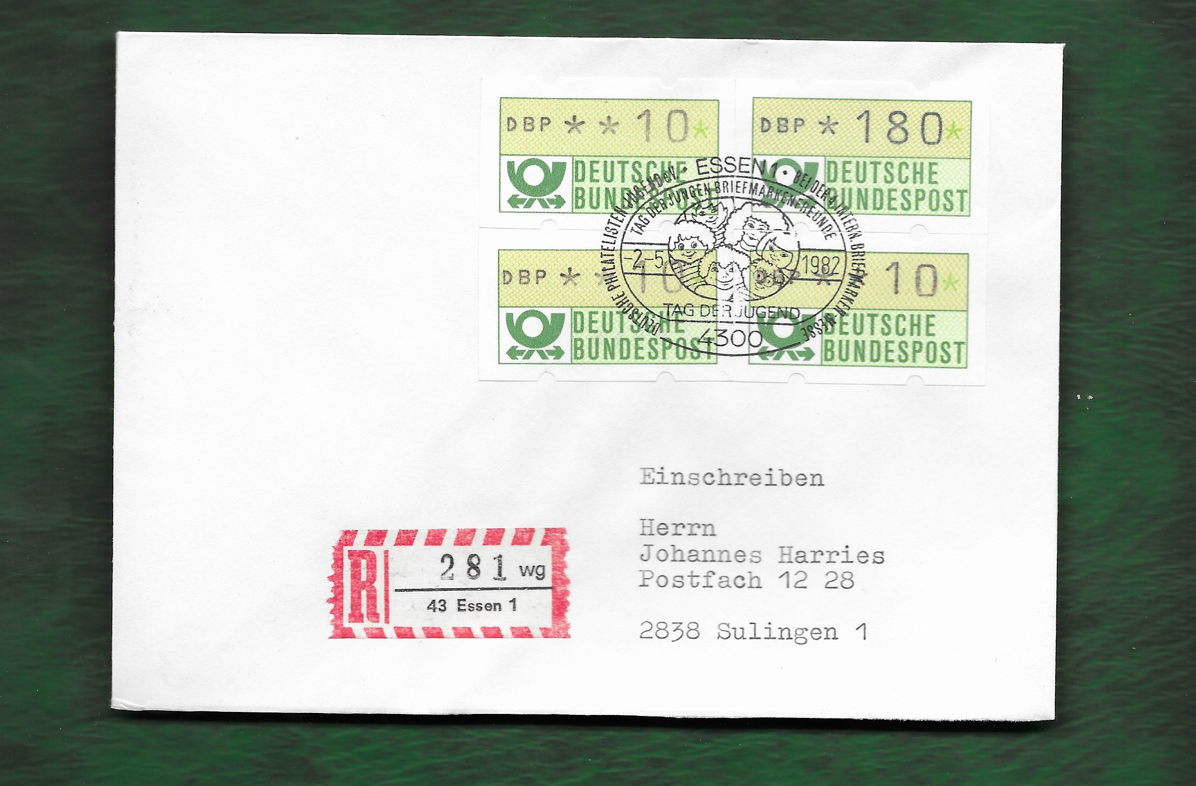 GERMANY 1982 AUTO LABELS ON REGISTERED FIRST DAYCOVER / Register / HipStamp