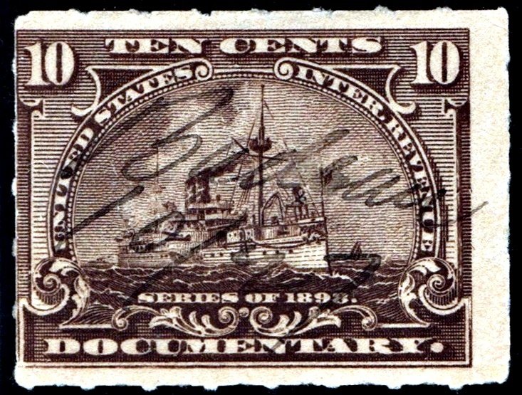 R168 10¢ Documentary Stamp (1898) Used | United States, Revenues Stamp ...