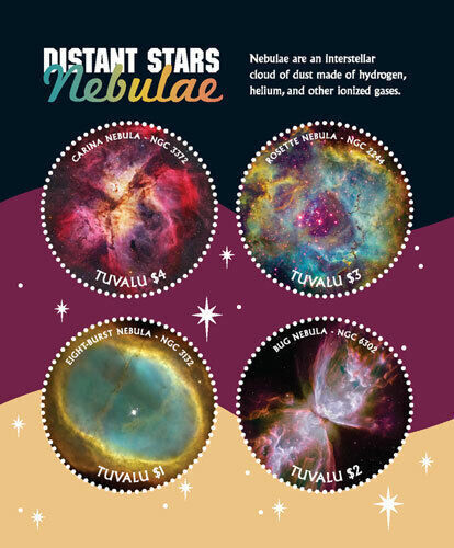 Tuvalu 2018 - Nebulae, Distant Stars, Space - Sheet of 4v - MNH | Australia & Oceania - Tuvalu ...