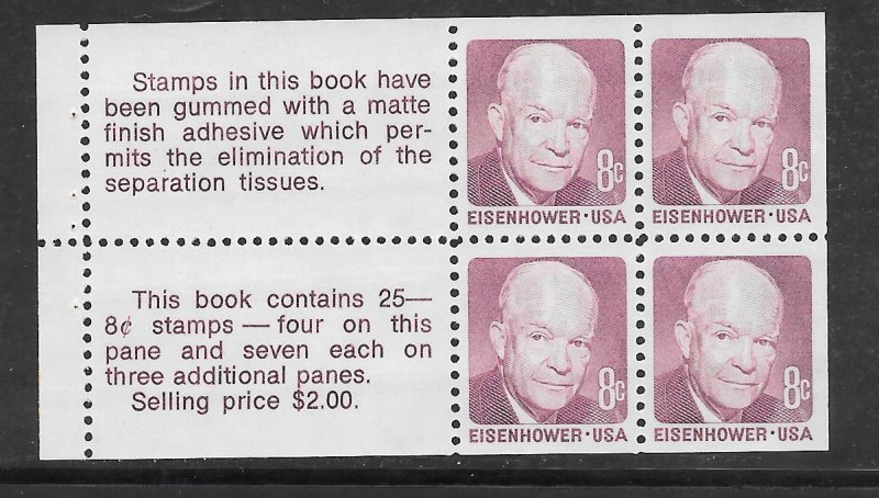 #1395C MNH Eisenhower Booklet pane 4+2 labels | United States, General ...