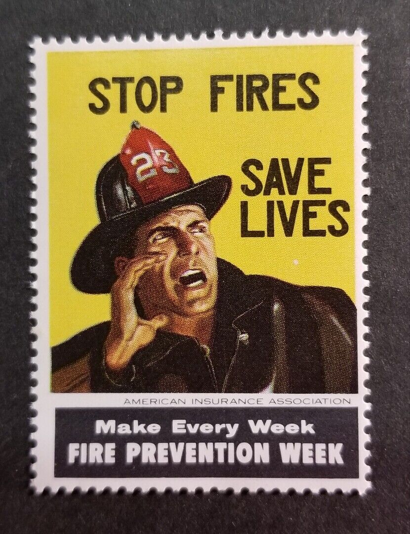 1950s FIRE PREVENTION WEEK Stop Fires Save Lives Poster Stamp MNH OG ...