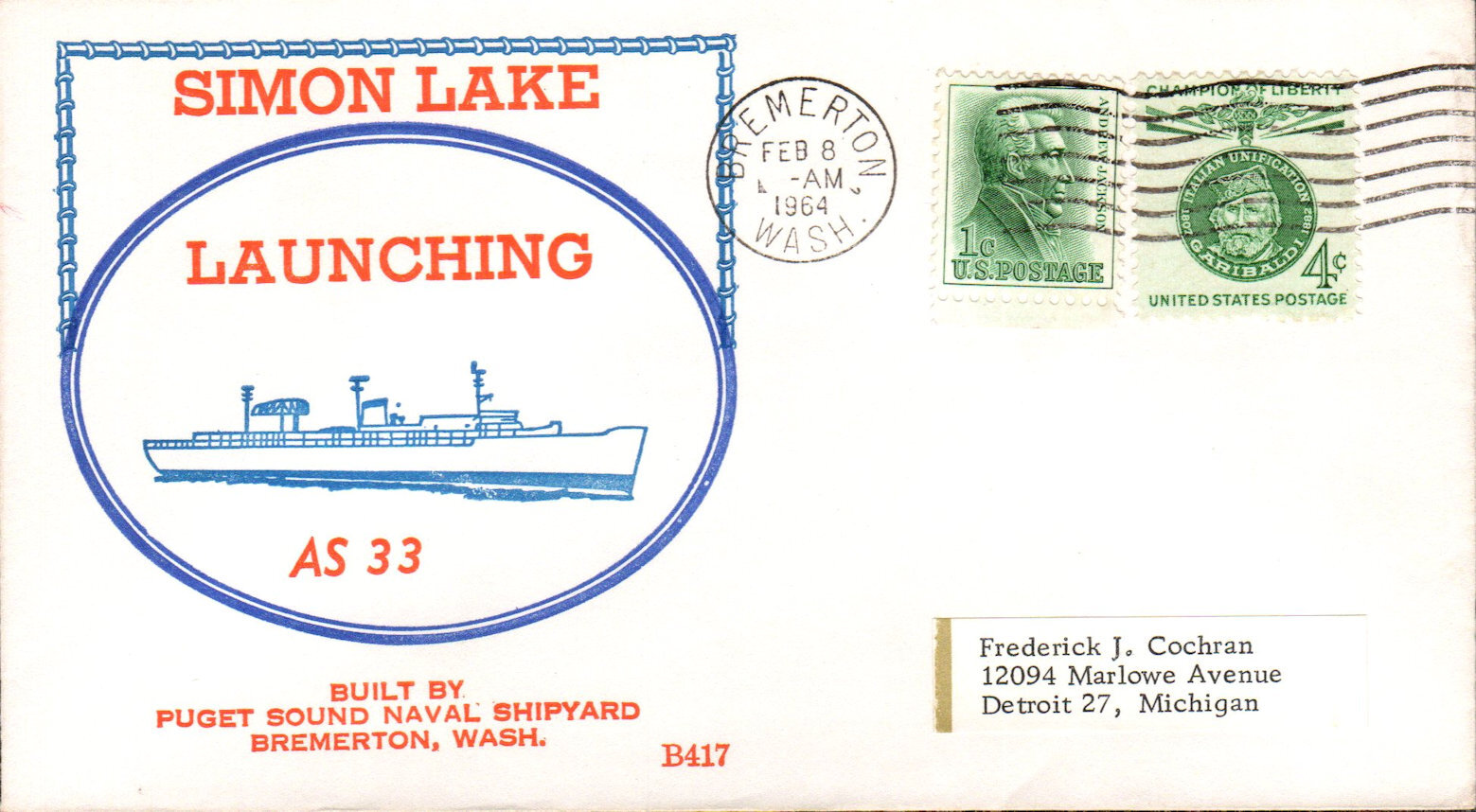 USS Simon Lake AS33 1964 Beck Cover | United States, Stamp / HipStamp