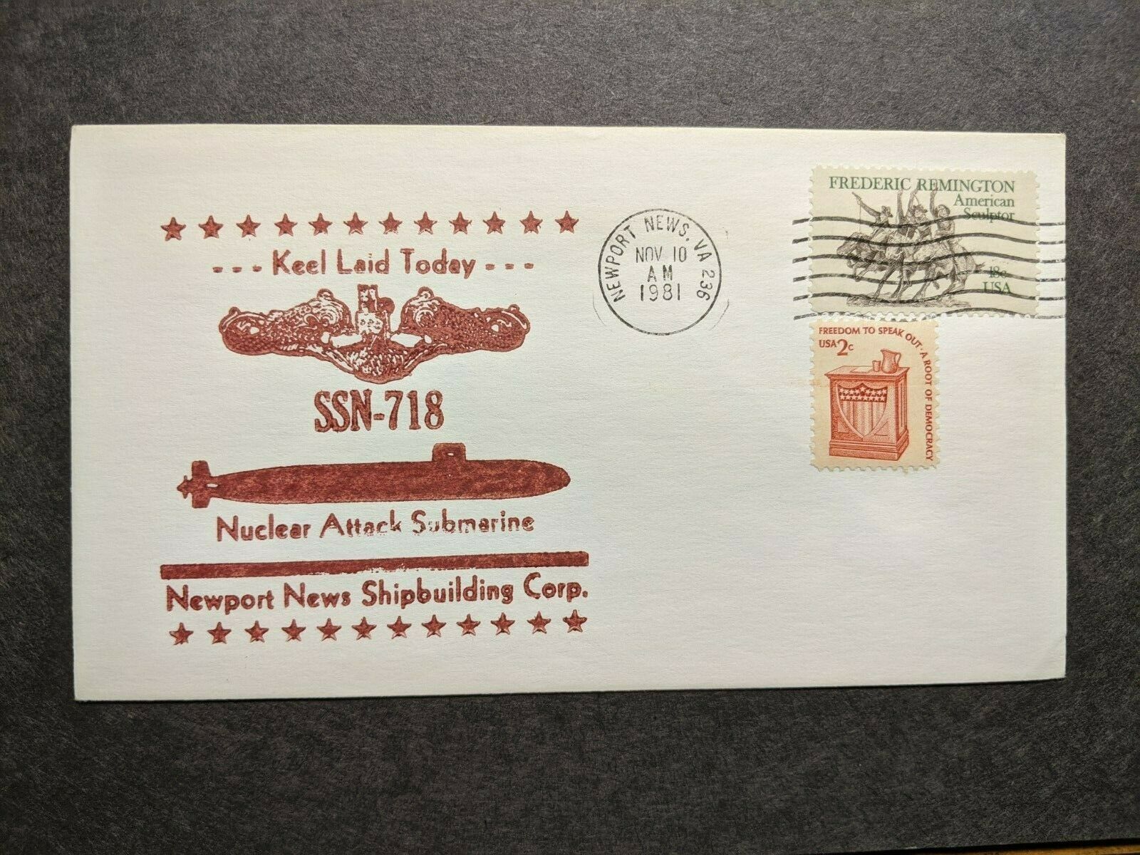 Submarine USS HONOLULU SSN-718 Naval Cover 1981 KEEL LAID Cachet ...