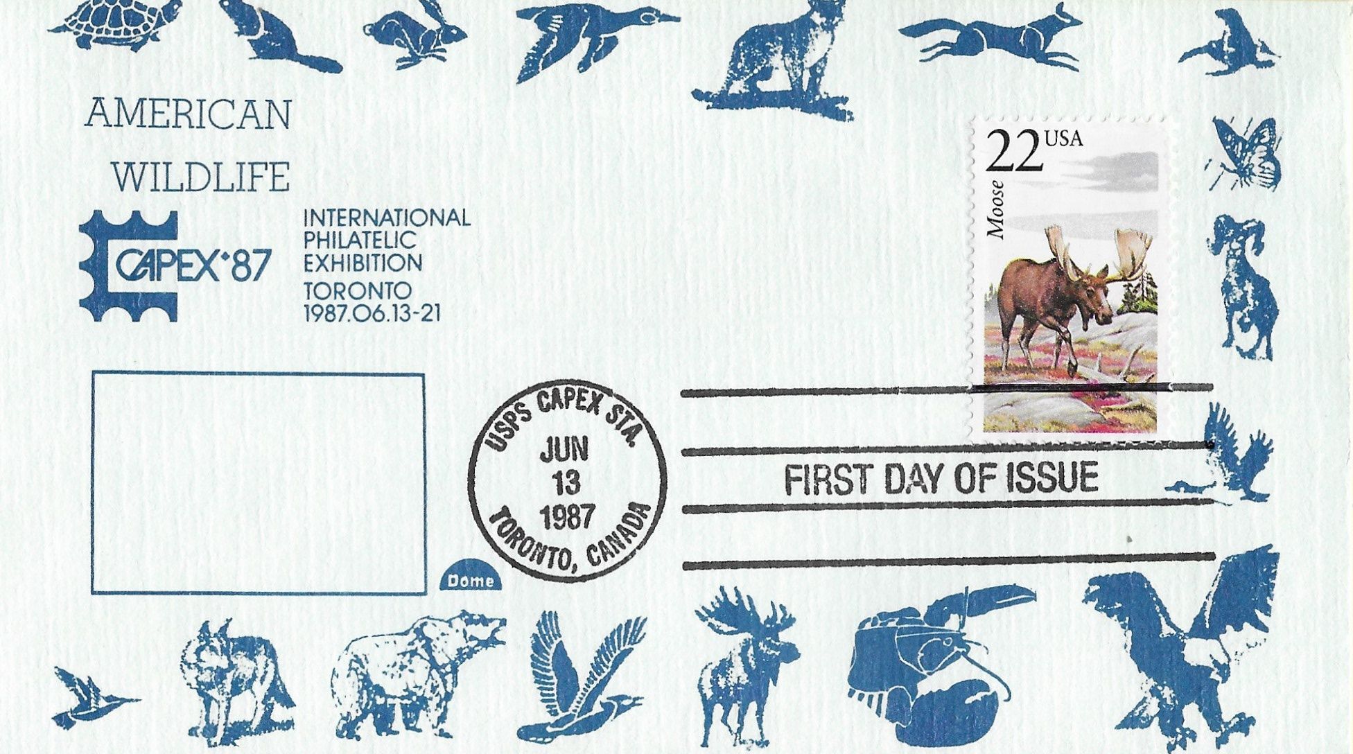 1987 FDC, #2298, 22c CAPEX '87 - Moose, Dome | United States, General ...