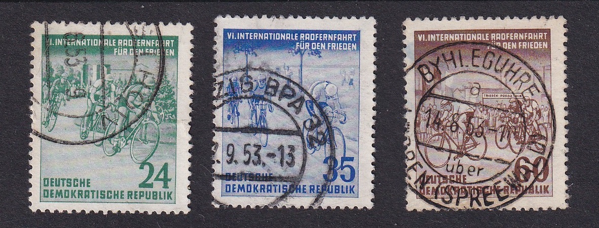 German Democratic Republic DDR #148-150 used 1953 bicycle racers ...