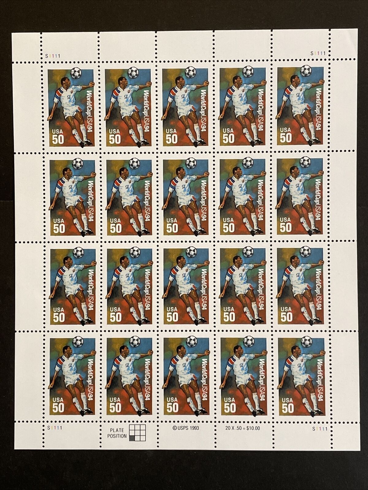 1994 50-cent Stamp Sheet, World Cup USA Sc# 2836 | United States ...