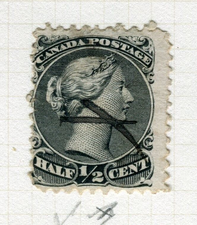 CANADA; 1860s early classic QV Large Head issue used 1/2c. value ...