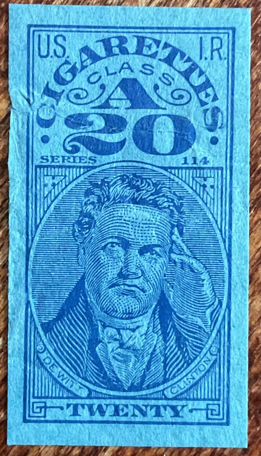 US Used Cigarette Tax Stamp Single Series 114 Revenue Dewitt Clinton ...