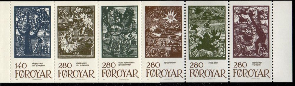 Faroe Islands Sc 120a 1984 Fairy Tales Illustrations booklet pane mint ...