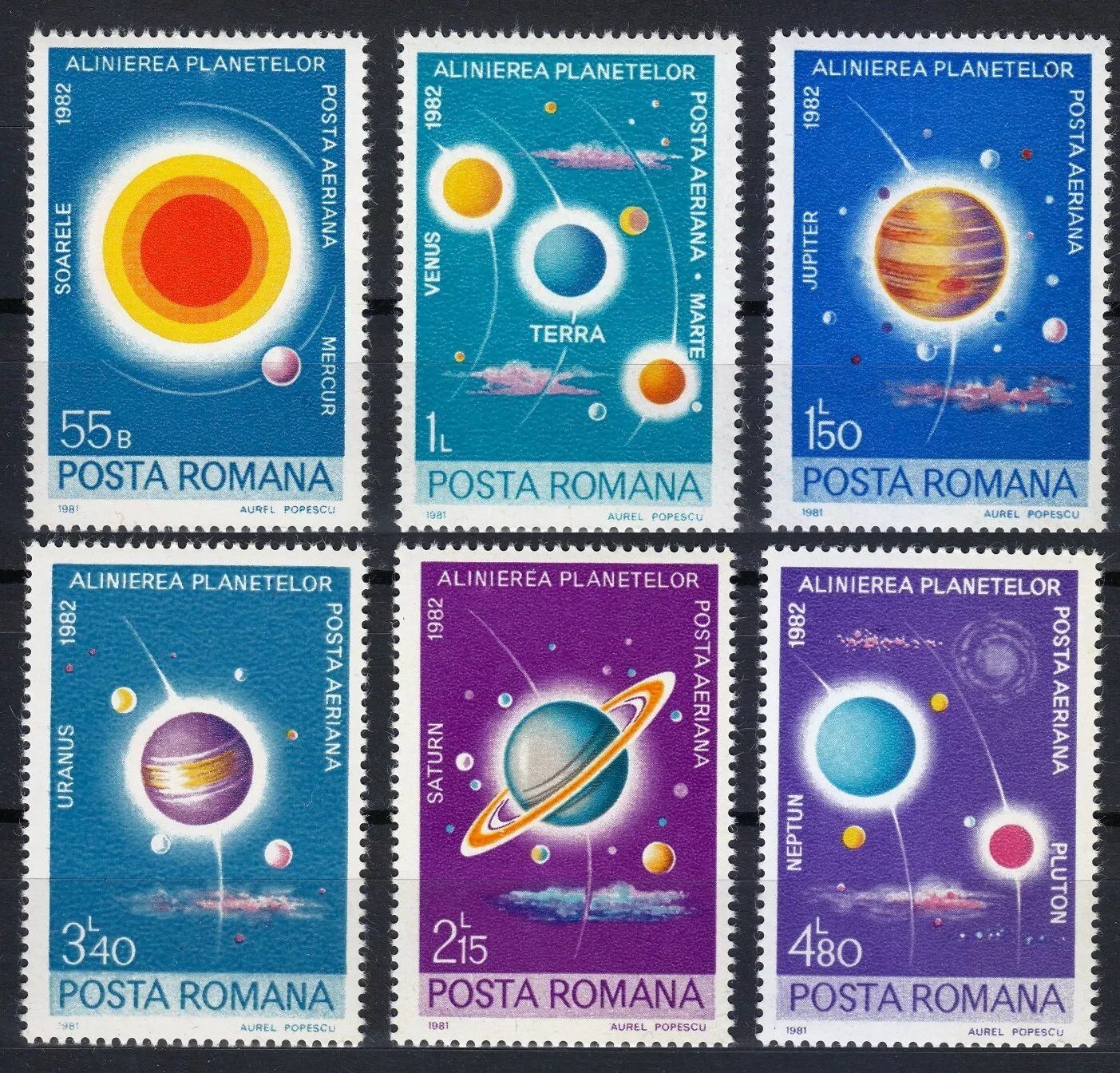 1981 Romania 3795-3800 Planets of the Solar System | Europe - Romania ...
