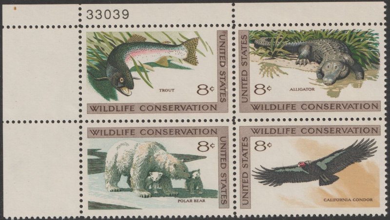 U.S. Scott# 1430a 1971 Wildlife Conservation Issue XF MNH Plate Block ...