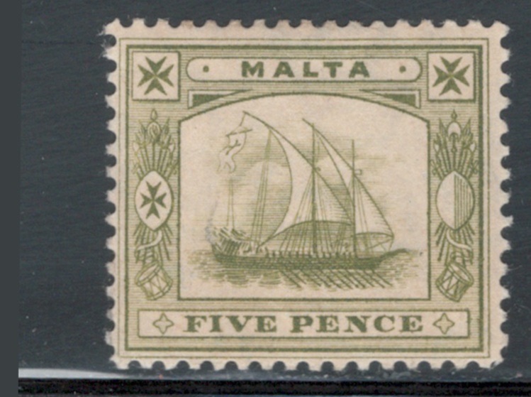Malta 1910 Ancient Galley 5p Scott # 45 MH | Europe - Malta, General ...