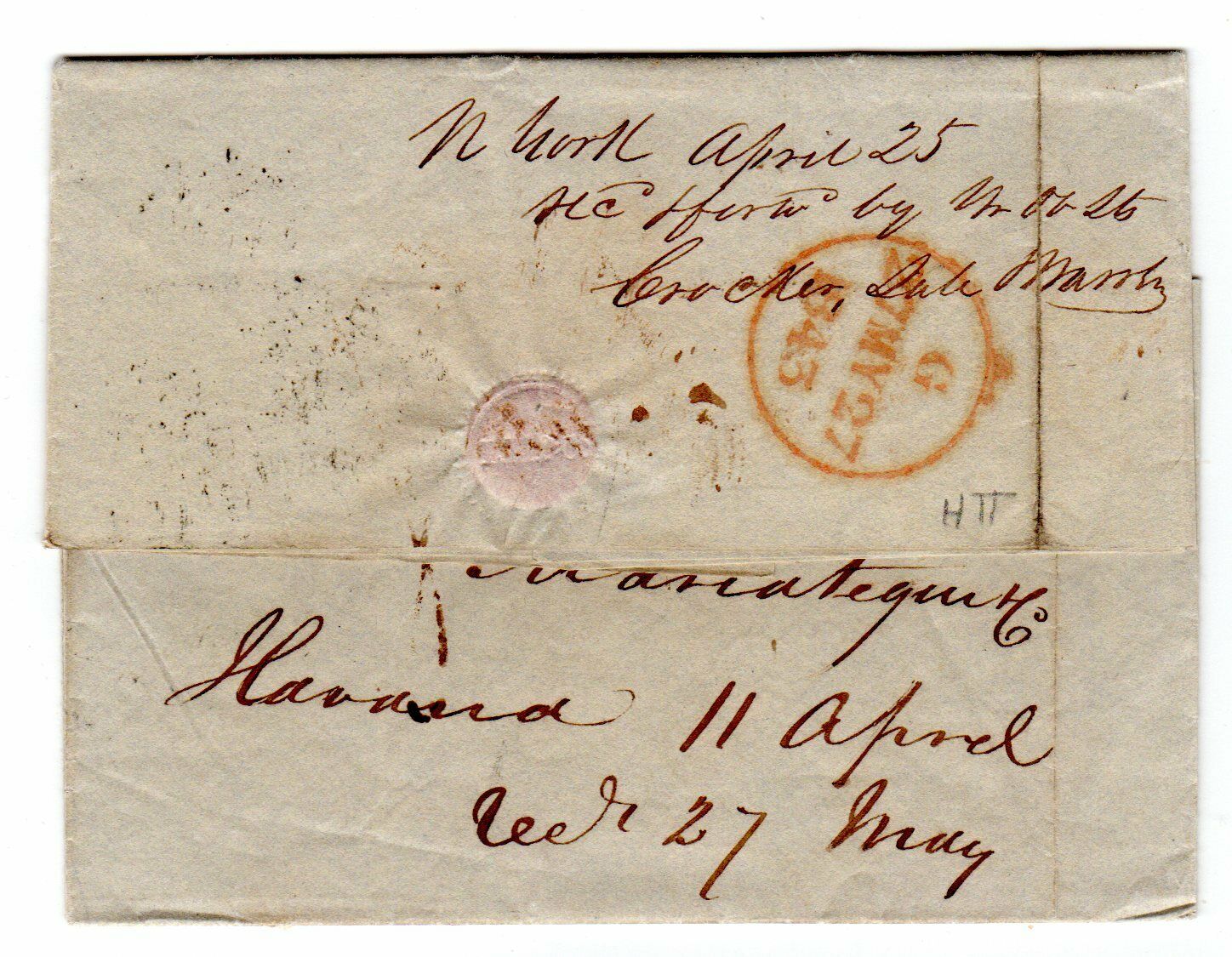 1843 Liverpool "Ship Letter" ship "South America" from Cuba via USA to ...
