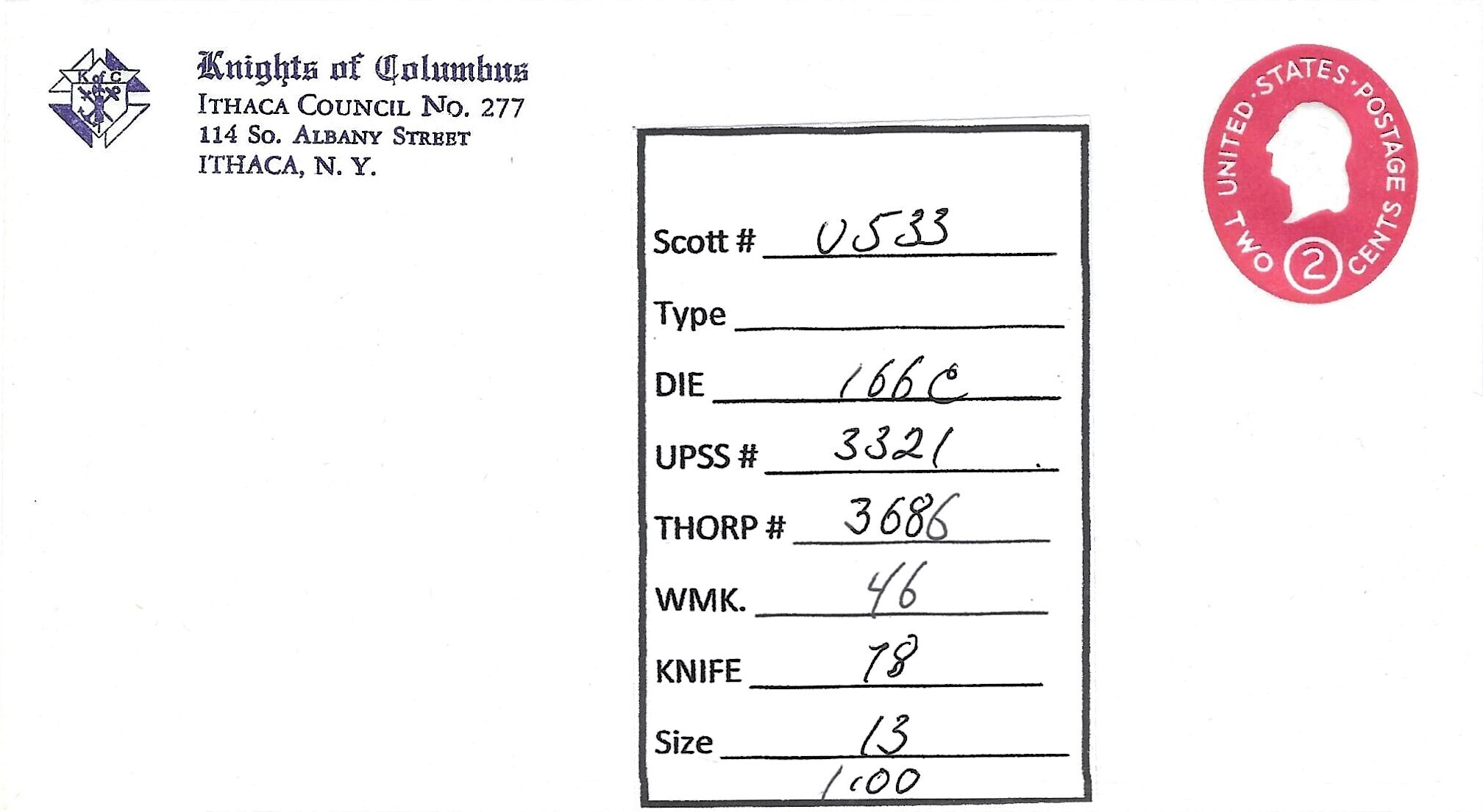 Scott# U533 Die 166 UPSS#3321 US envelope. | United States, Postal ...