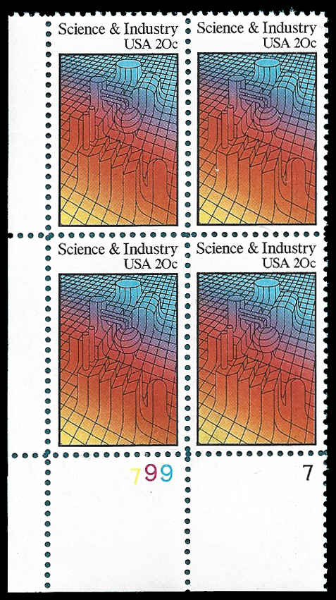 PCBstamps US #2031 PB 80c(4x20c)Sciences & Industry, MNH | United ...